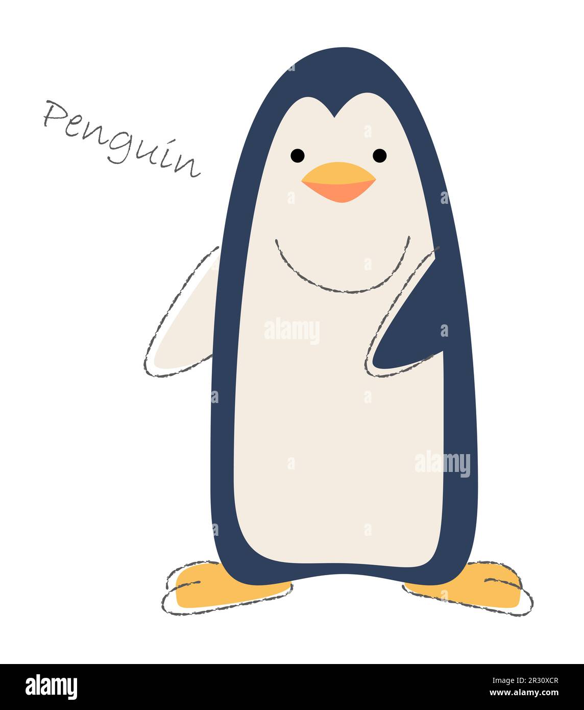Penguin . Cute animals cartoon characters . Flat shape and line stroke ...