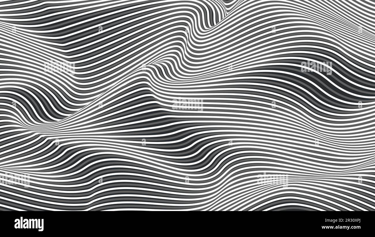 Wave of optical illusion. Abstract black and white illustrations ...