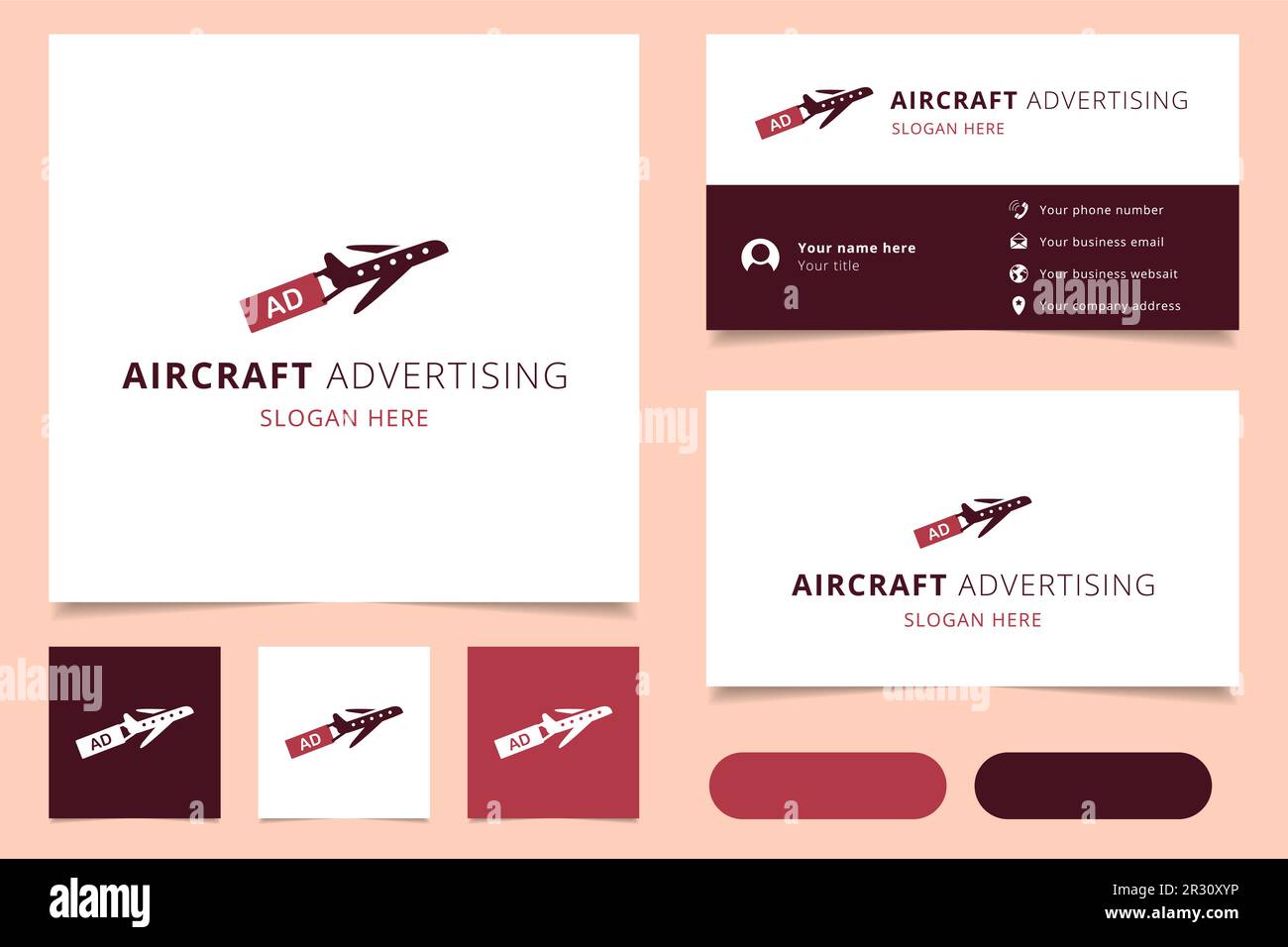 Aircraft advertising logo design with editable slogan. Branding book ...