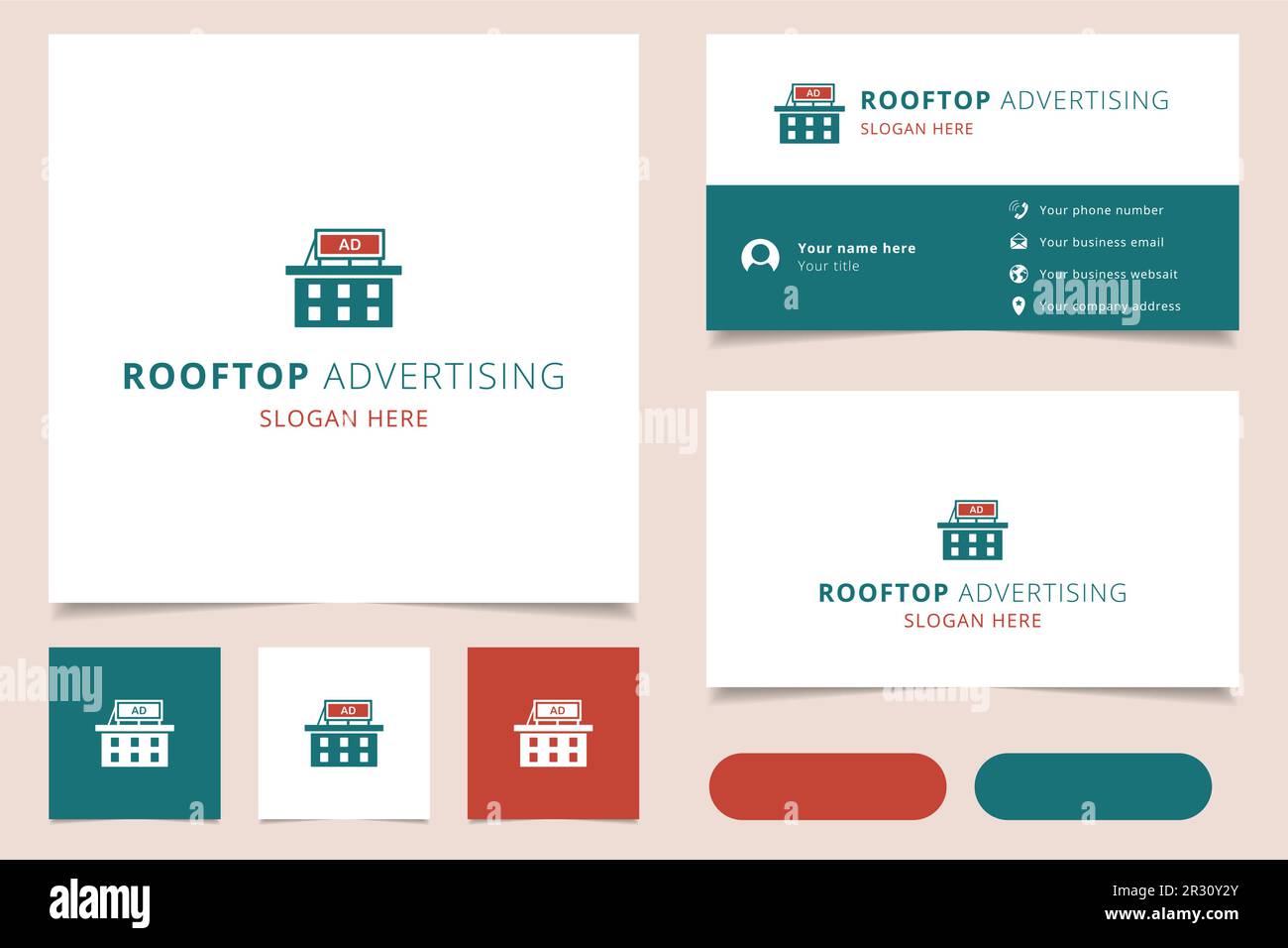 Rooftop advertising logo design with editable slogan. Branding book and ...