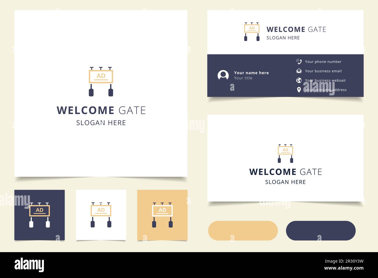 Welcome gate logo design with editable slogan. Branding book and ...