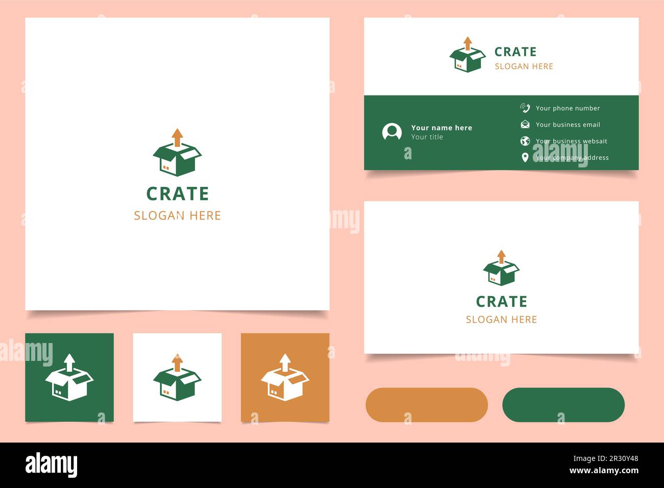 Crate logo design with editable slogan. Branding book and business card ...