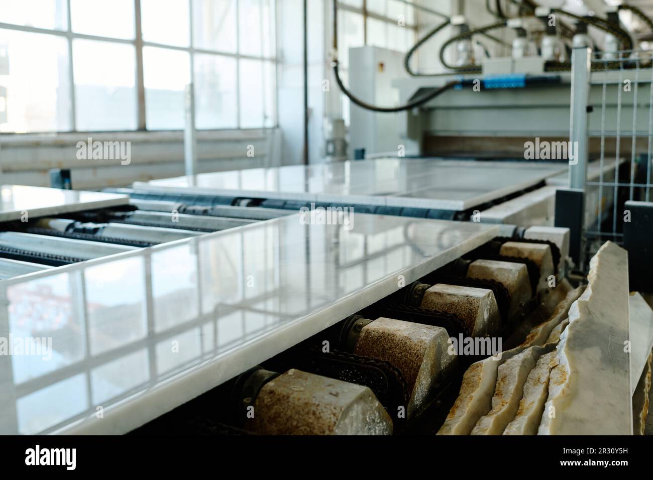 Horizontal image of marble processing machine in factory Stock Photo ...