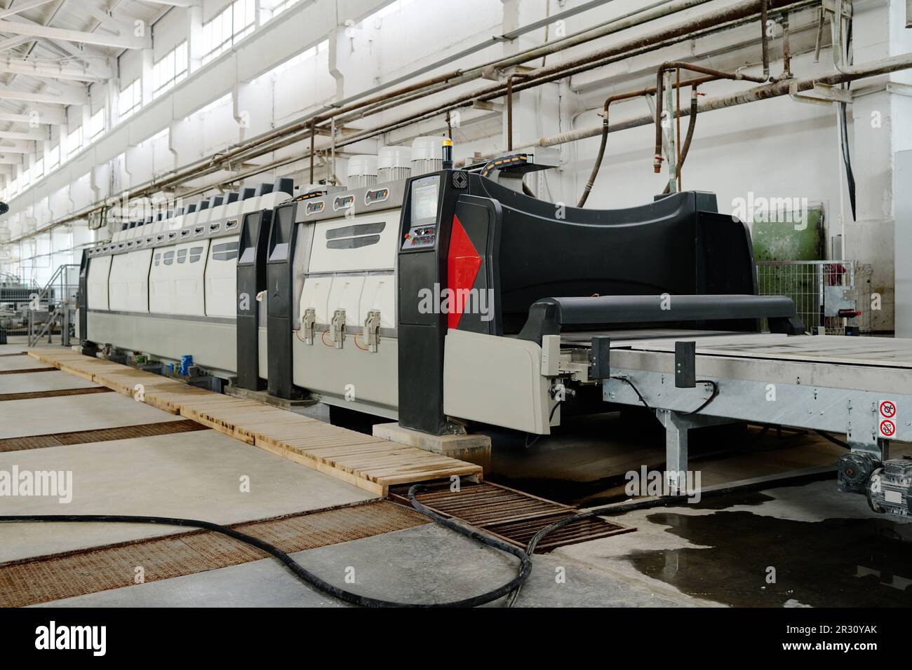 Horizontal image of modern machine with computer for cutting stone in ...