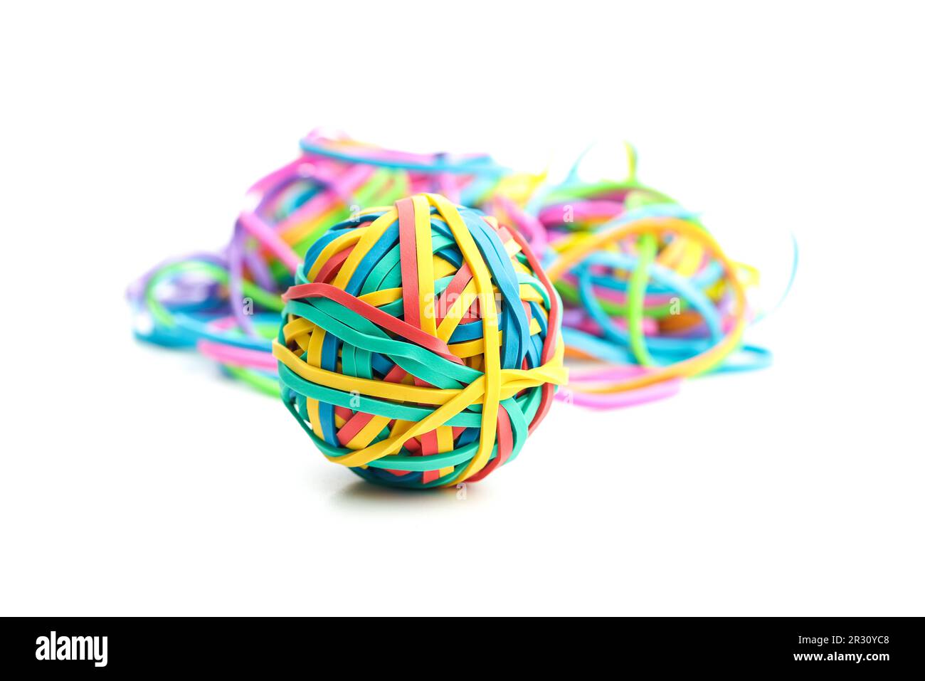 Colorful rubber bands ball isolated on the white background Stock Photo ...