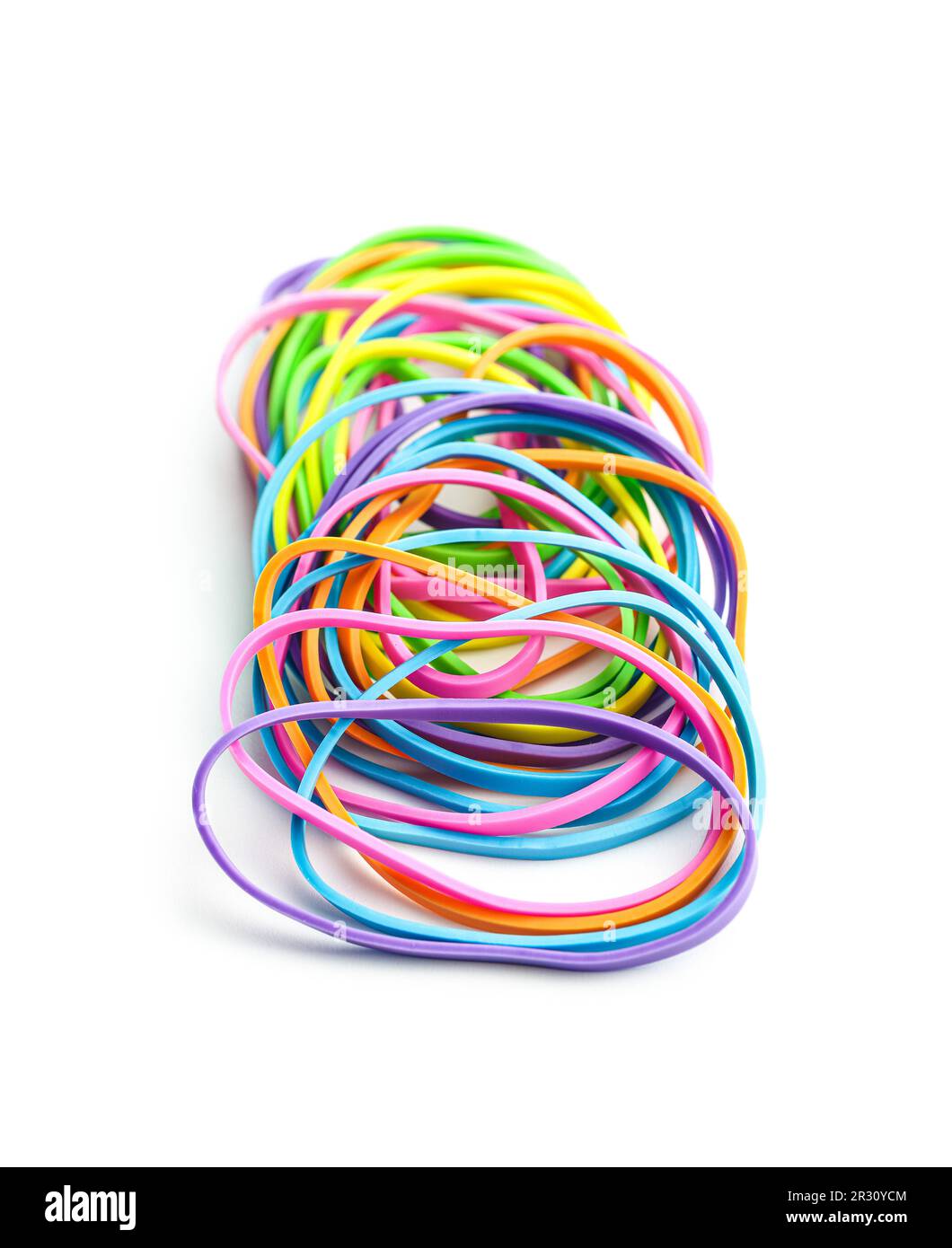 Colorful rubber bands isolated on the white background Stock Photo - Alamy