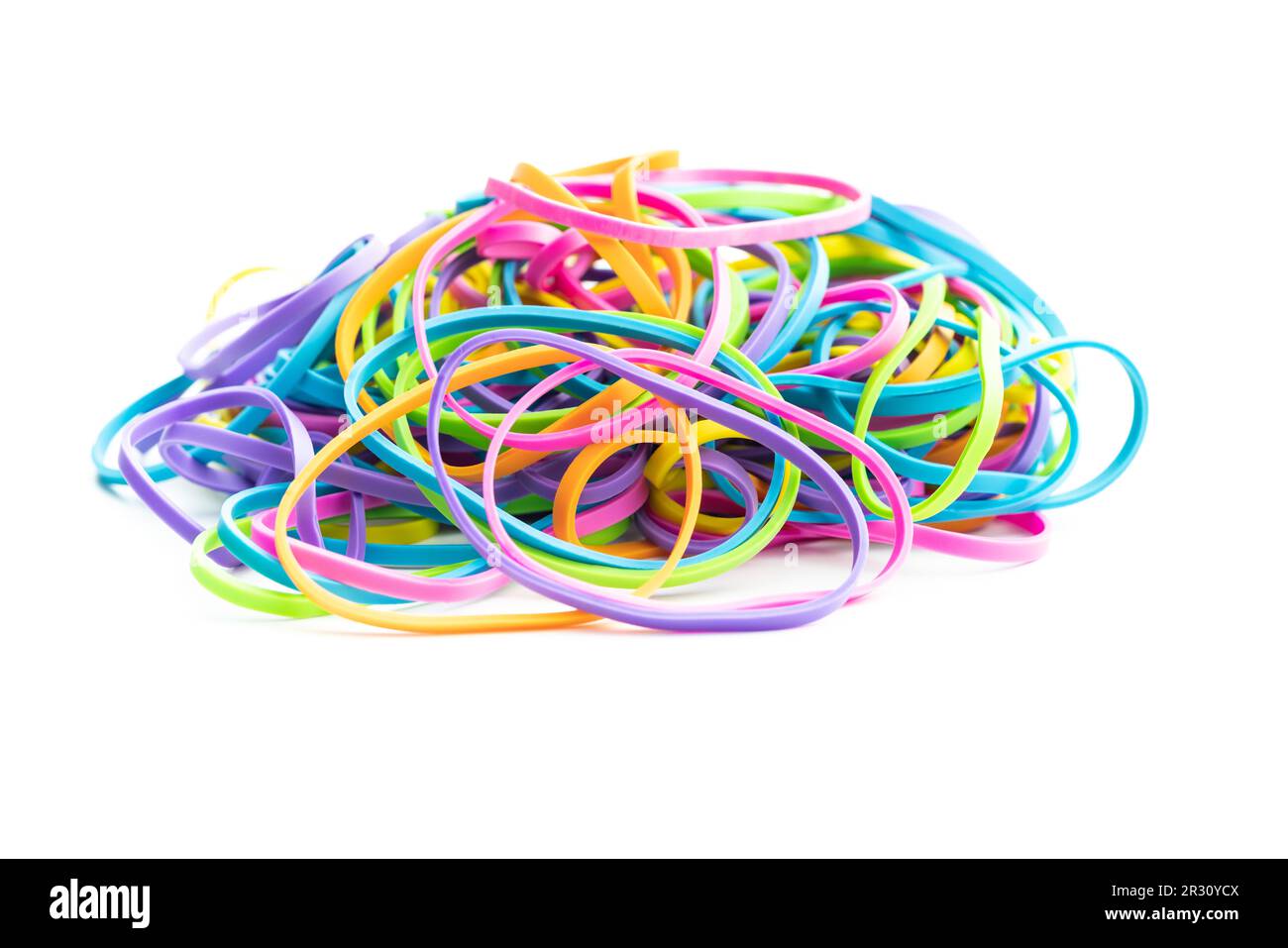 Colorful rubber bands isolated on the white background Stock Photo - Alamy