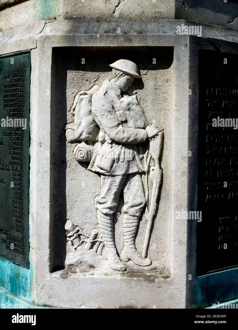 Soldier detail of the war memorial, Church Hill Road, Solihull, West ...