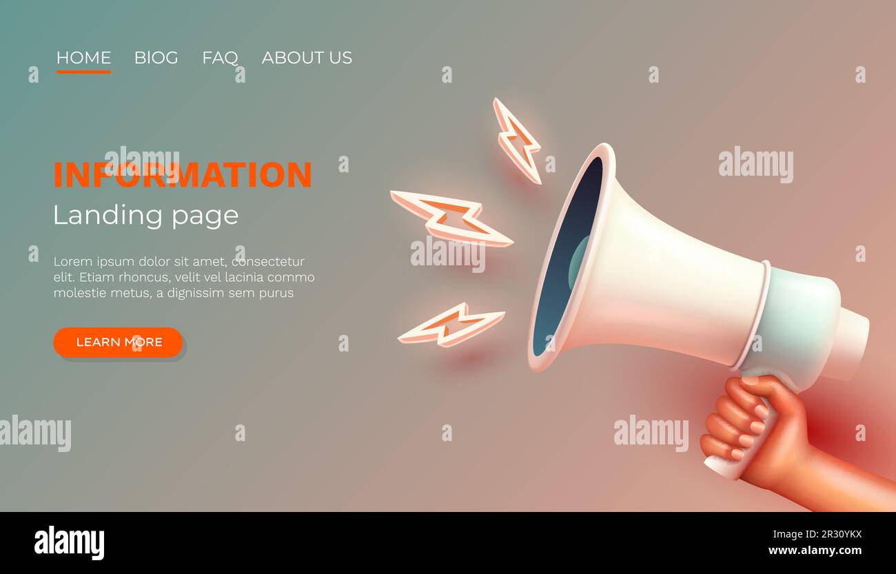 Megaphone landing page banner information, business communication ...