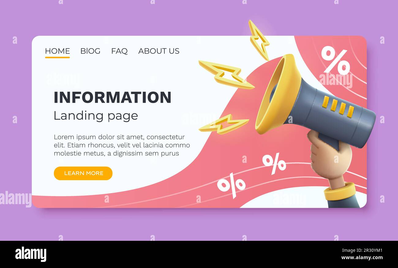 Megaphone landing page banner information, business communication ...