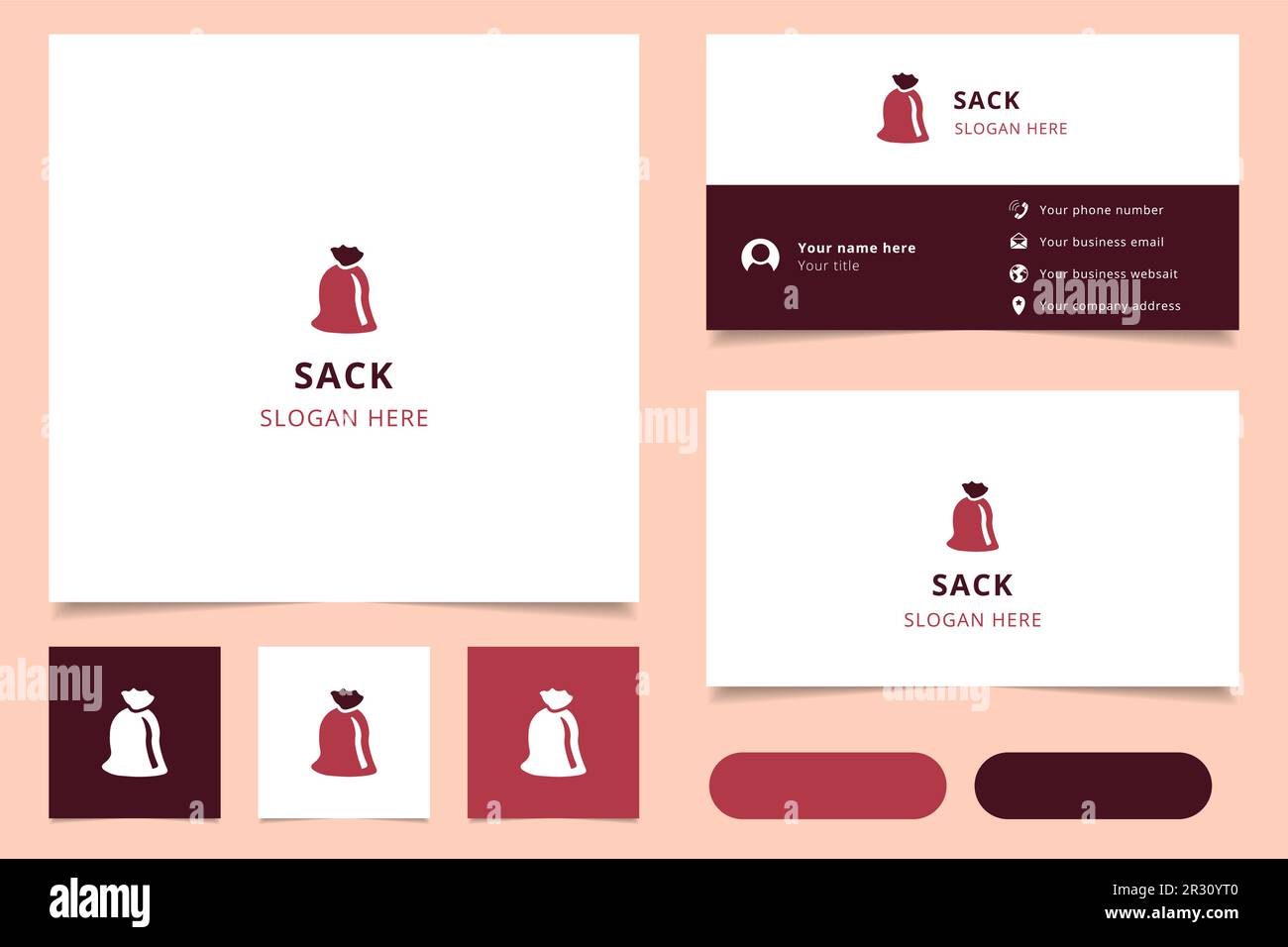 Sack logo design with editable slogan. Branding book and business card ...