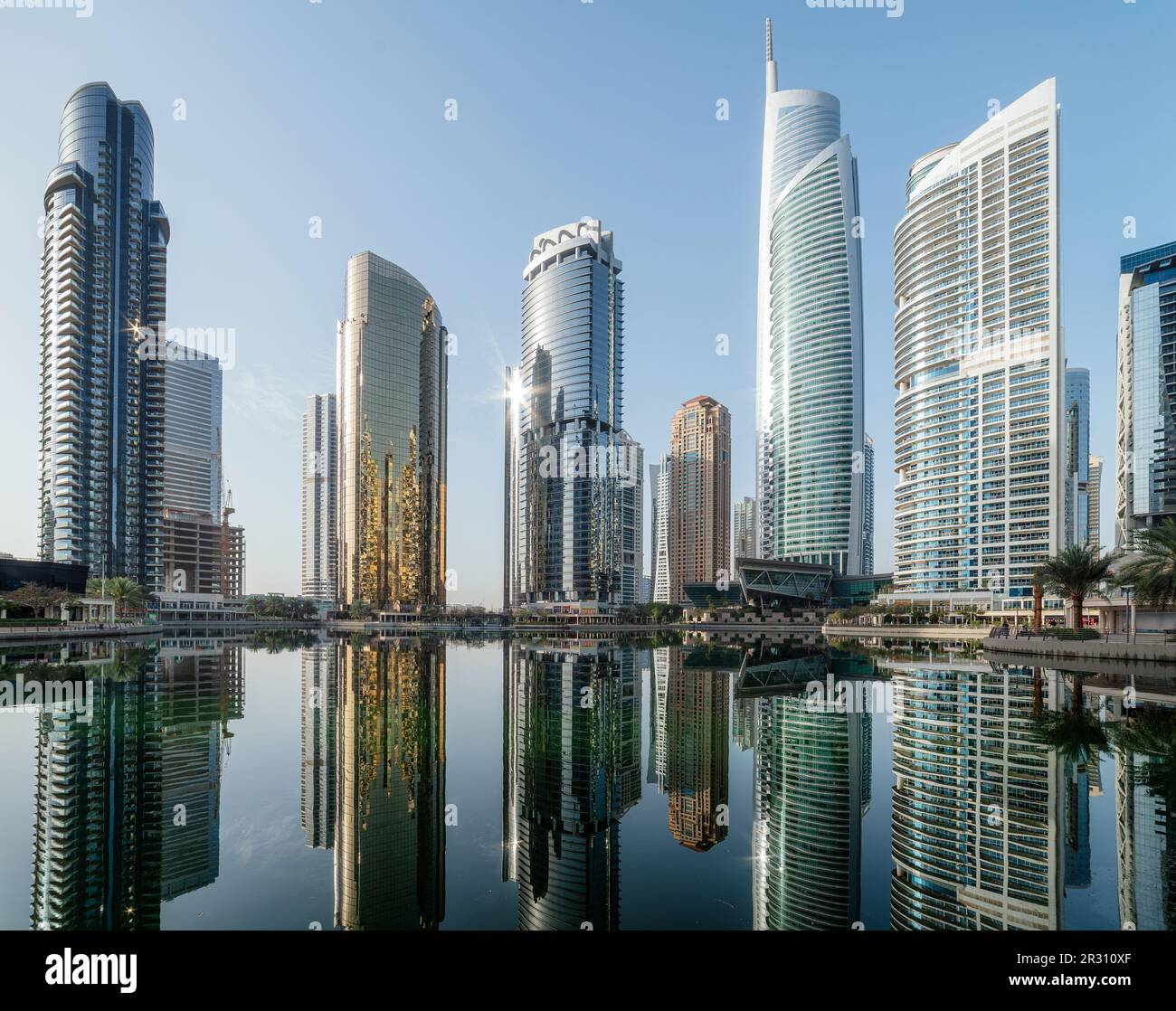 Panoramic view of Jumeirah Lakes Towers in Dubai, UAE Stock Photo - Alamy
