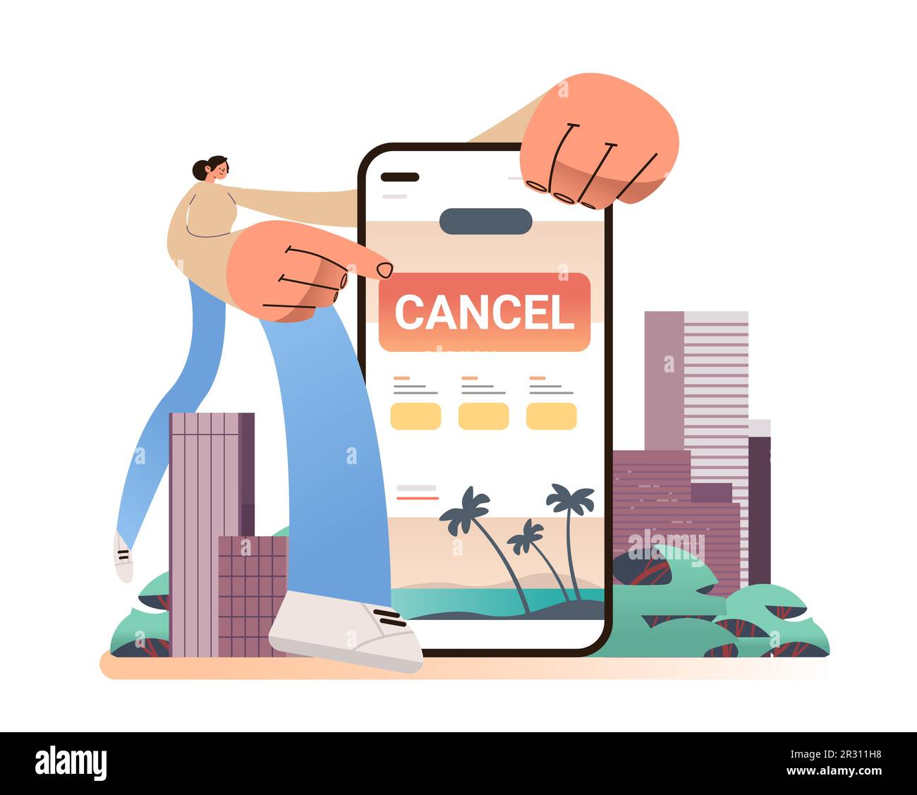 Woman cancelling booking Cut Out Stock Images & Pictures - Alamy
