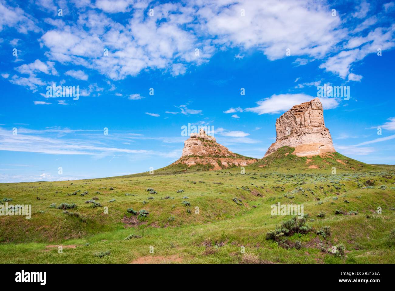 Courthouse and Jail Rocks, Historical landmark in Nebraska Stock Photo ...