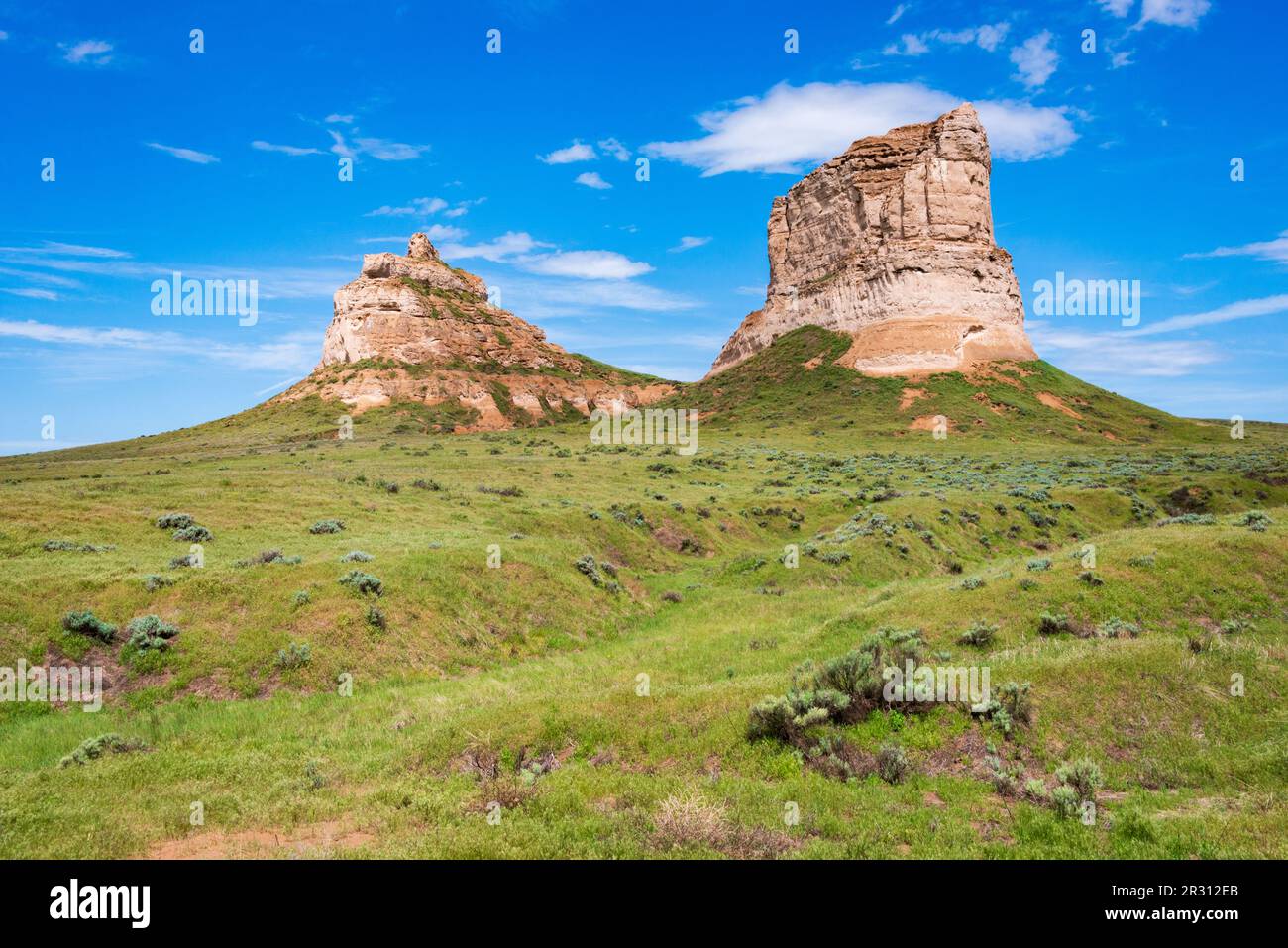 Courthouse and Jail Rocks, Historical landmark in Nebraska Stock Photo ...