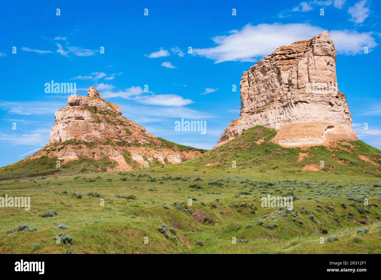 Courthouse and Jail Rocks, Historical landmark in Nebraska Stock Photo ...