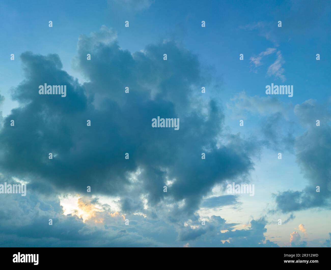 aerial view Majestic sunset or sunrise cloudscape Amazing light of ...