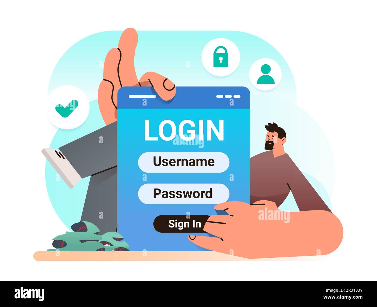 man login to social media app mobile or computer application users ...