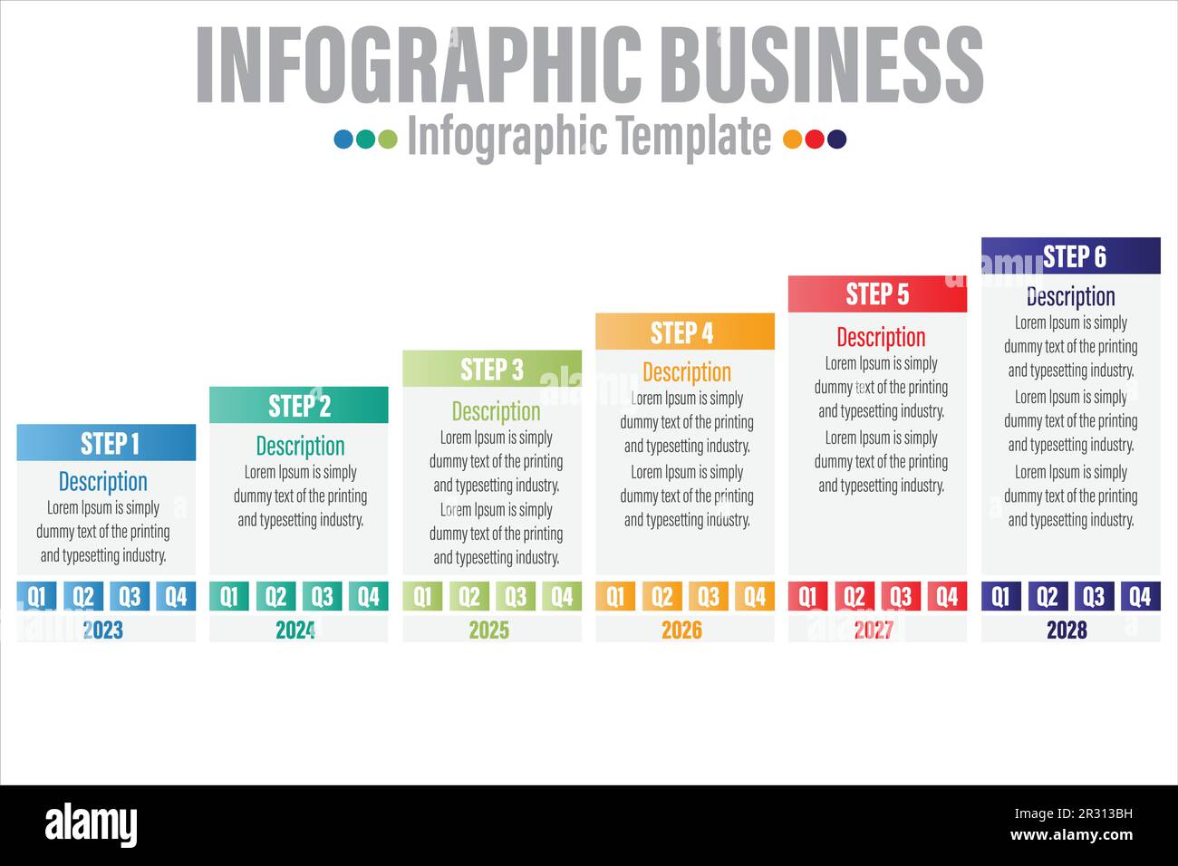Business timeline with step rectangle infographics. Corporate ...