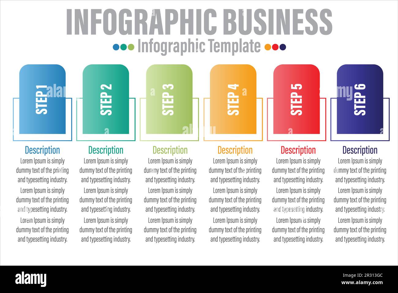 Infographic vector Business colorful template design simple shiny bar 6 ...