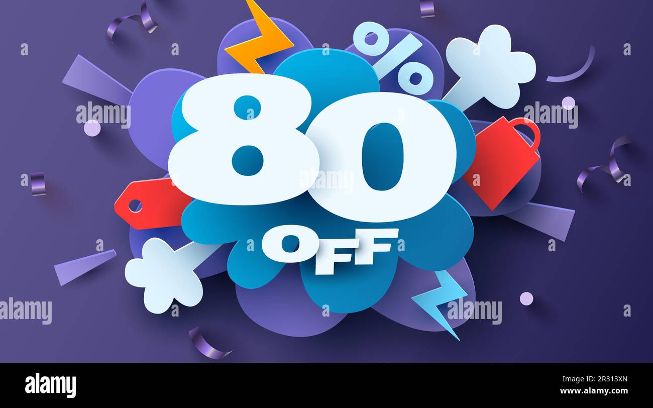 80 percent Off. Discount creative composition. Mega Sale. Vector ...