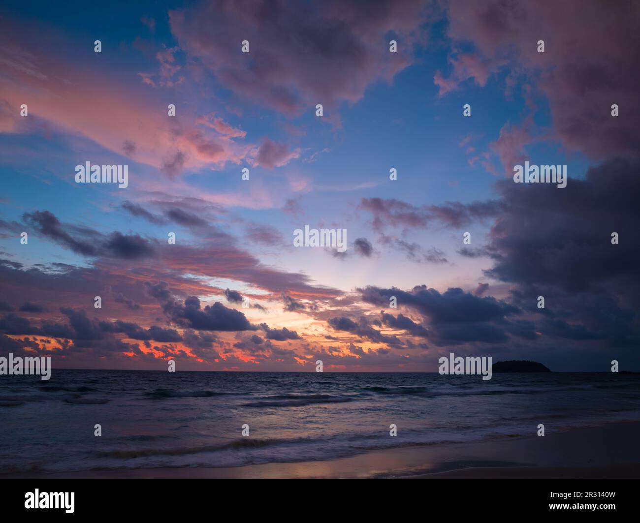 aerial view scene romantic sunset at Kata Noi beach Phuket. abstract ...