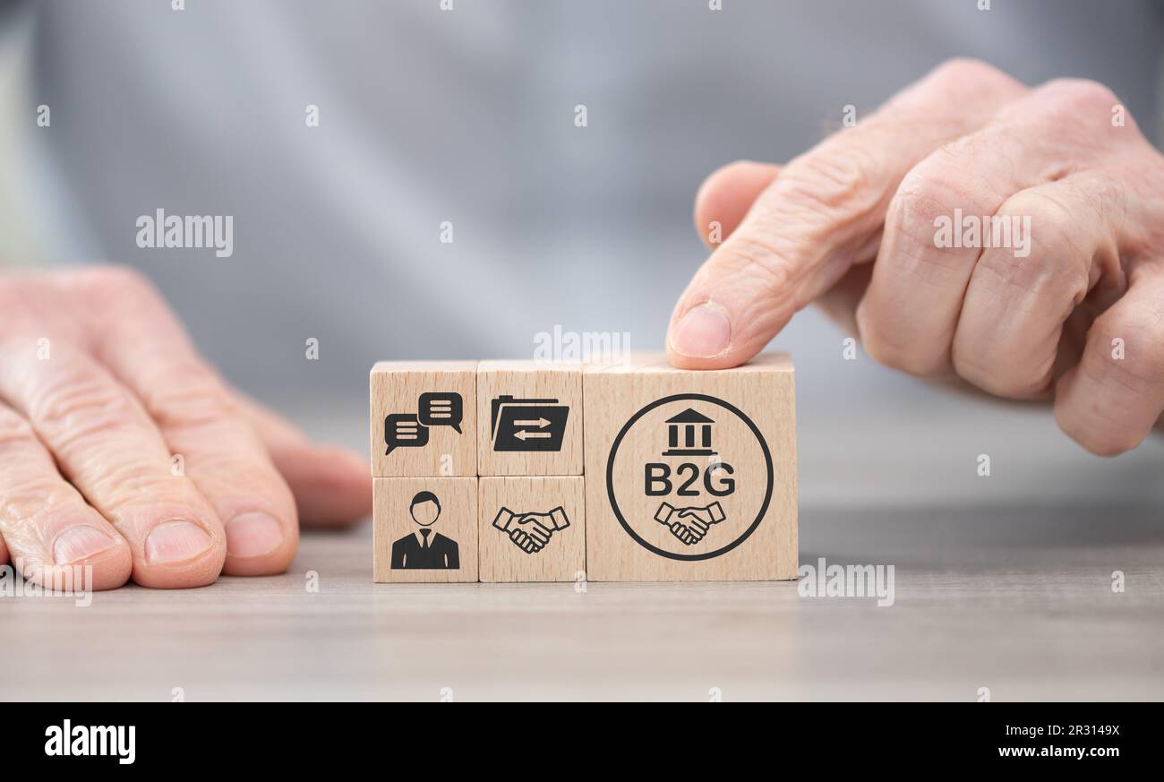 Wooden blocks with symbol of b2g concept Stock Photo - Alamy