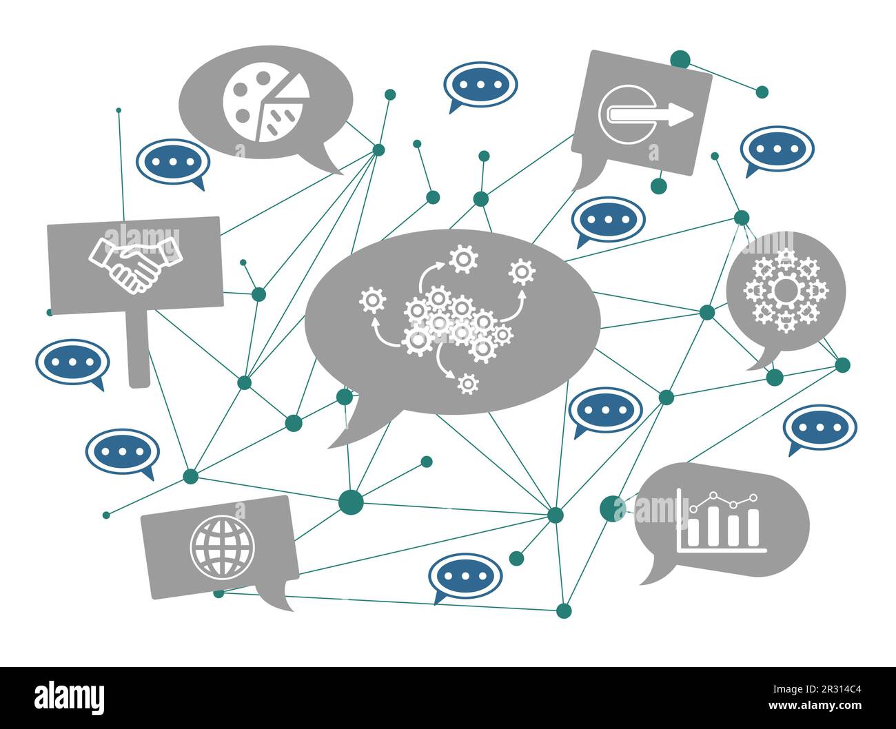 Concept of bpo with icons on speech bubbles Stock Photo - Alamy