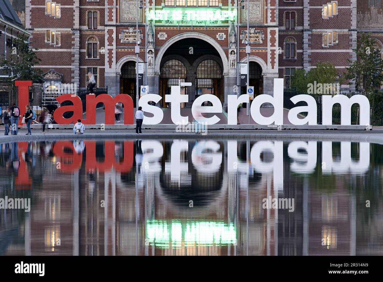 The famous Rijksmuseum building in Amsterdam just after sunset Stock ...