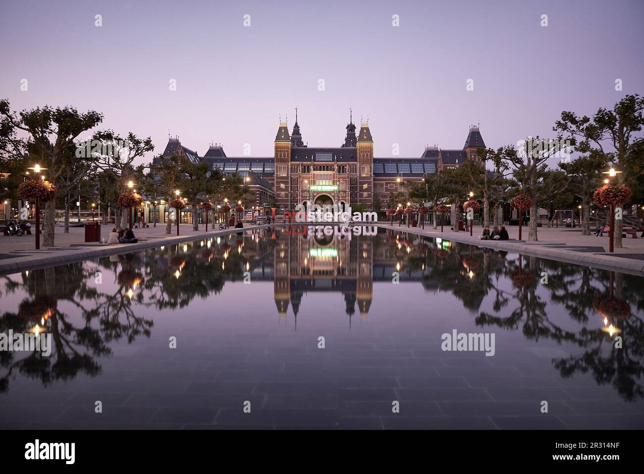 The famous Rijksmuseum building in Amsterdam just after sunset Stock ...