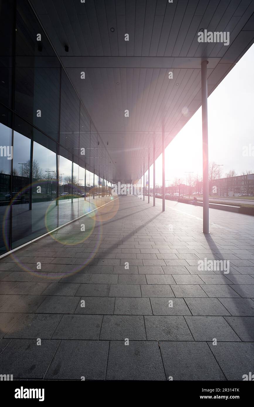 Futuristic modern office tower in bright sunshine with lens flare Stock ...