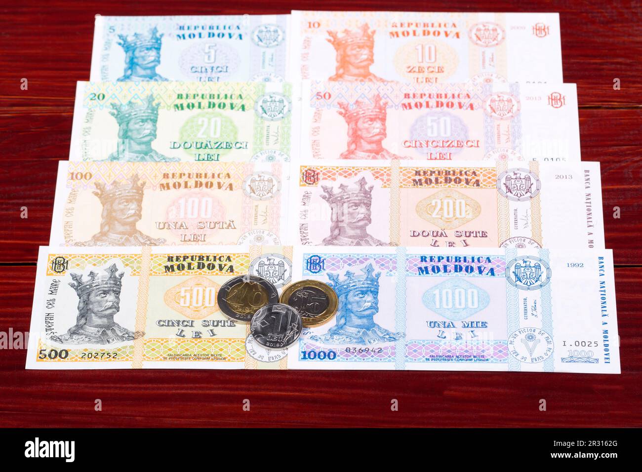 Moldovan money - leu - coins and banknotes Stock Photo - Alamy