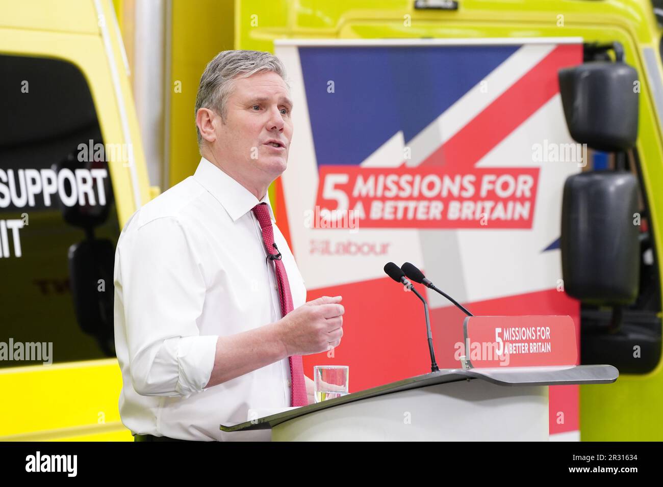 Labour leader Sir Keir Starmer making a speech about the NHS during a ...