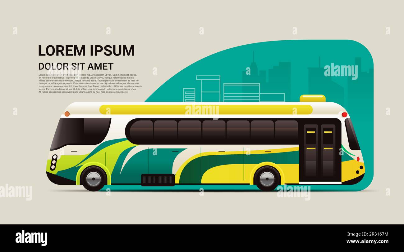 city bus vehicle modern public transport urban and countryside traffic ...