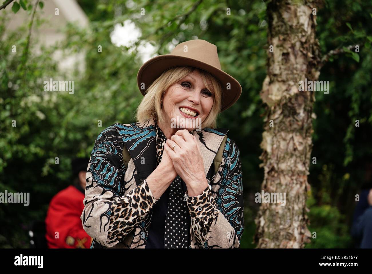 Dame Joanna Lumley poses for a photograph, during the RHS Chelsea ...