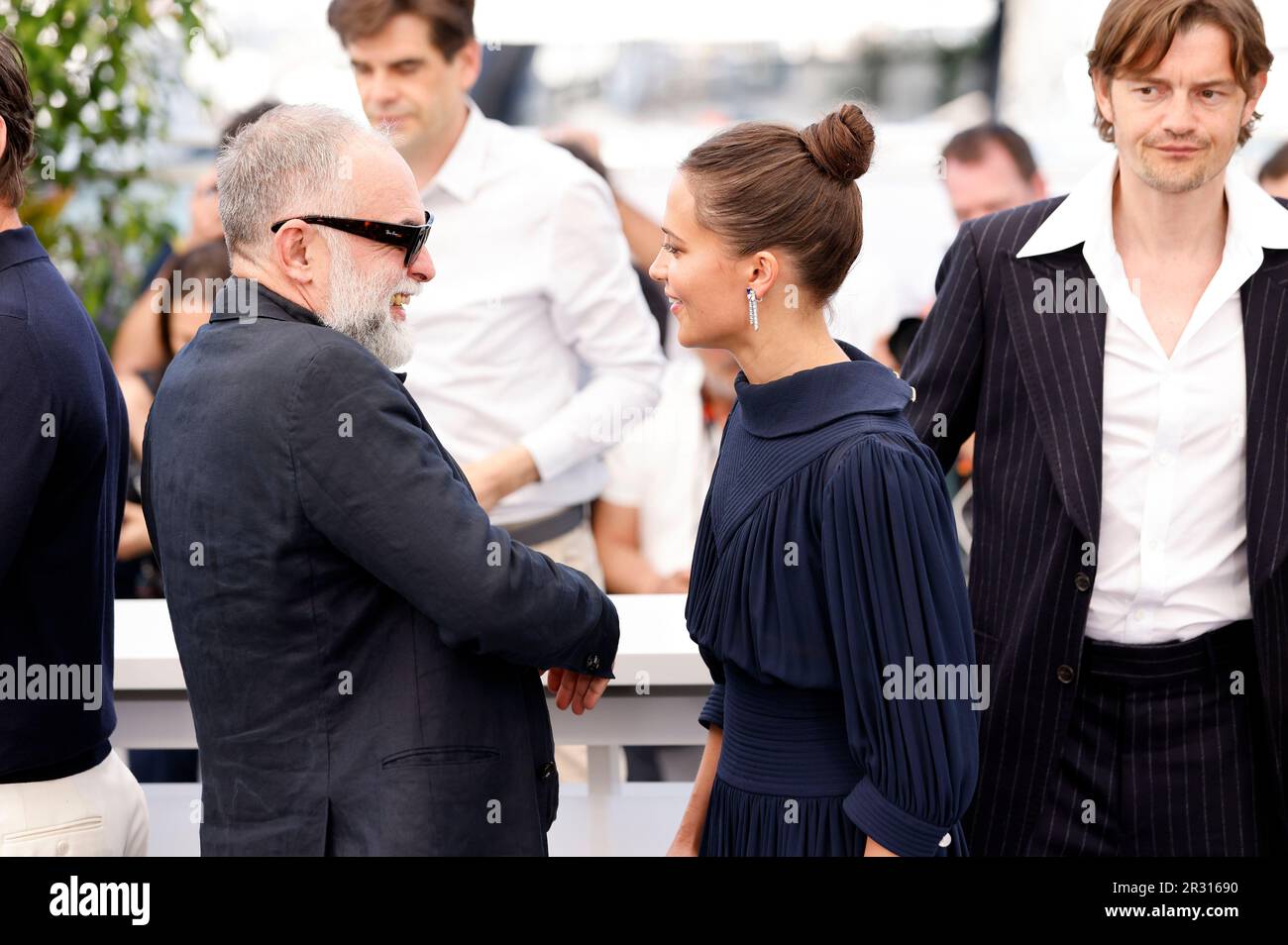 Cannes, France. 22nd May, 2023. Karim Ainouz, Alicia Vikander und Sam ...