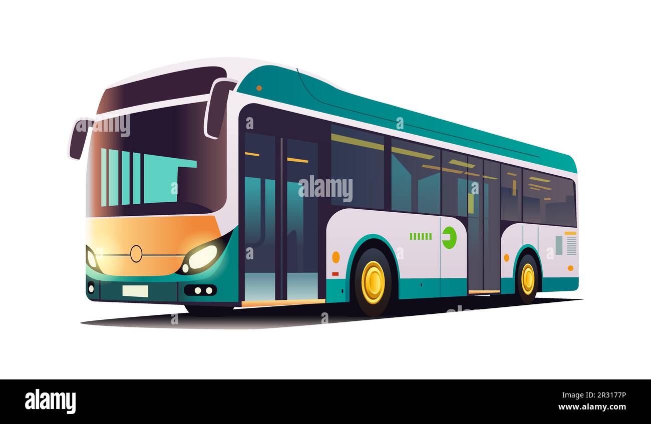 city bus vehicle modern public transport urban and countryside traffic ...