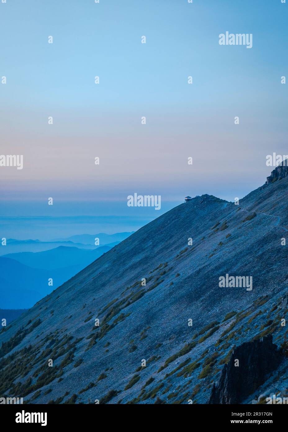 Mt. Fremont Fire Lookout on a Sunset at Mt. Rainier National Park Stock ...