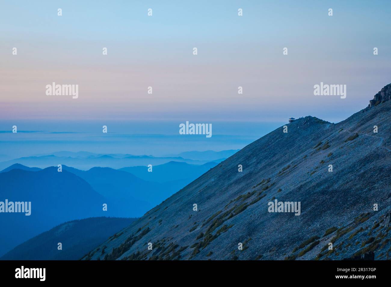 Mt. Fremont Fire Lookout on a Sunset at Mt. Rainier National Park Stock ...