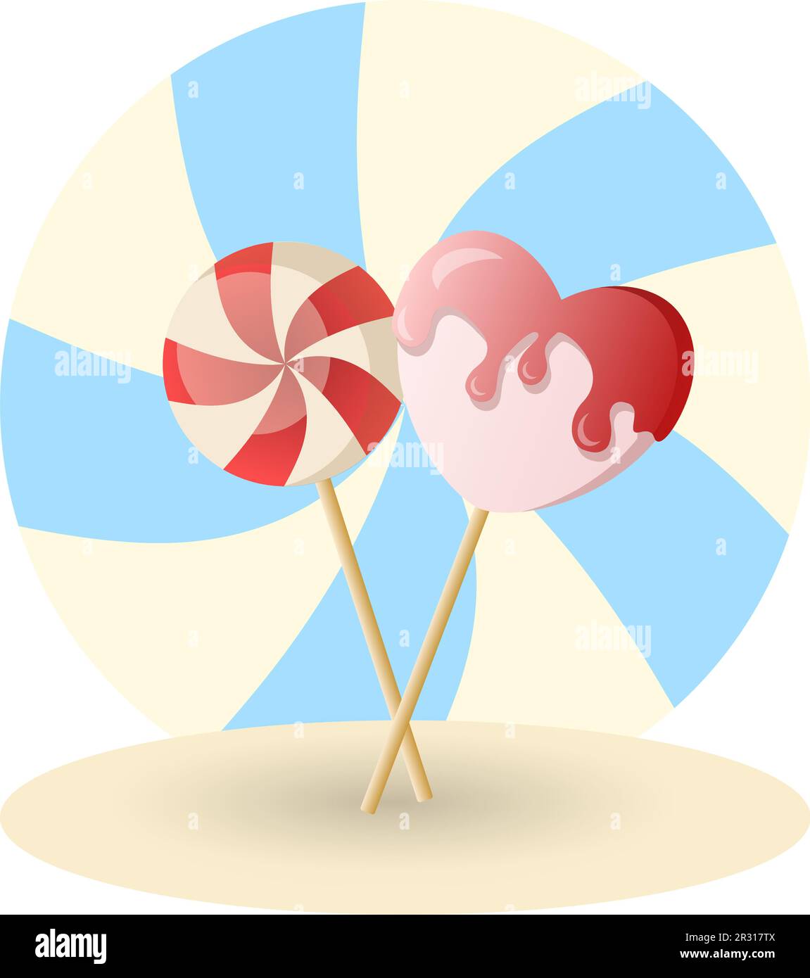 Candy illustration. Stick, round, heart, striped, sweets. Editable ...