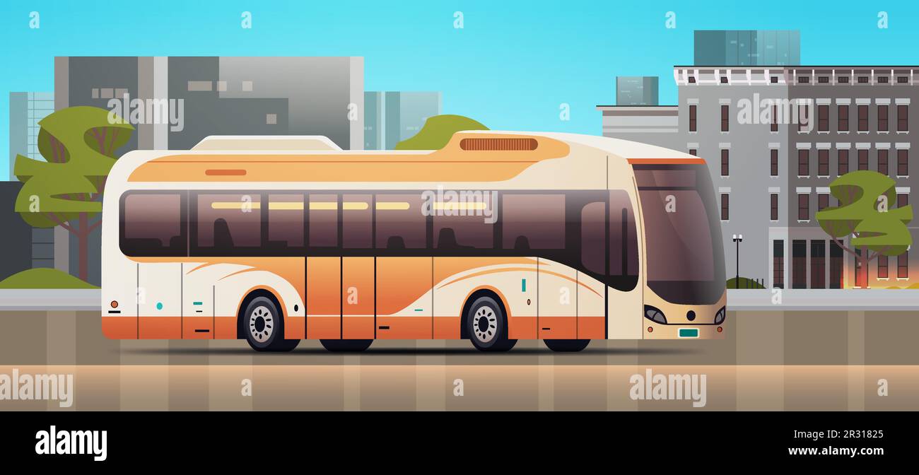 city bus vehicle modern public transport urban and countryside traffic ...