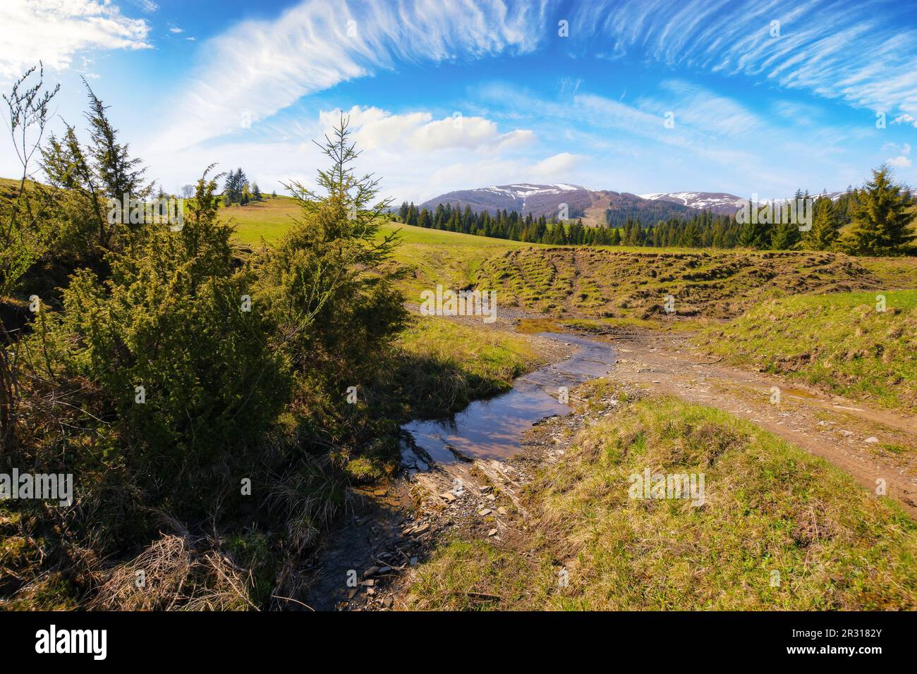 rolling hills and green grass of the countryside lead to majestic ...