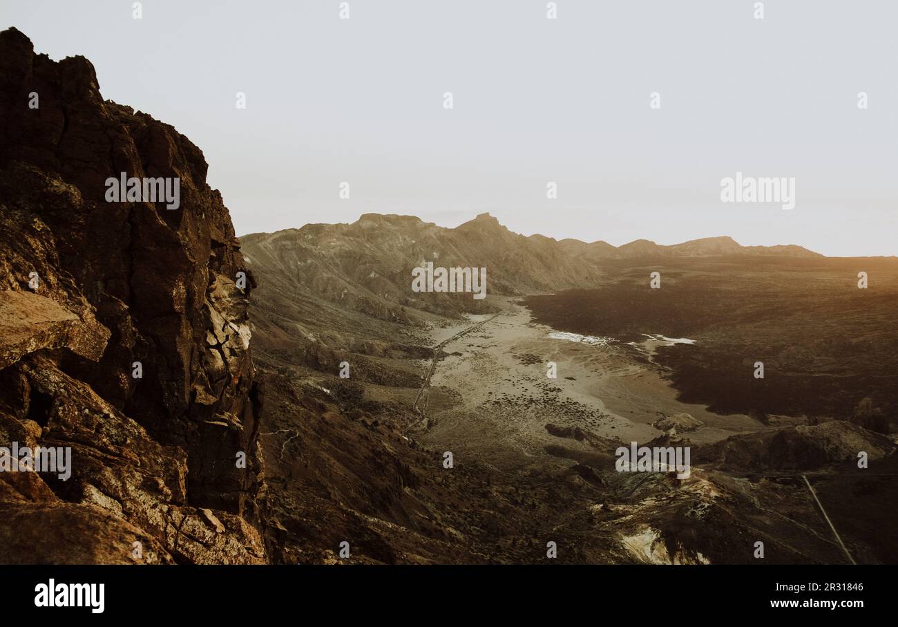 Aerial view of caldera of CaÃ±adas del Teide at dusk Stock Photo - Alamy
