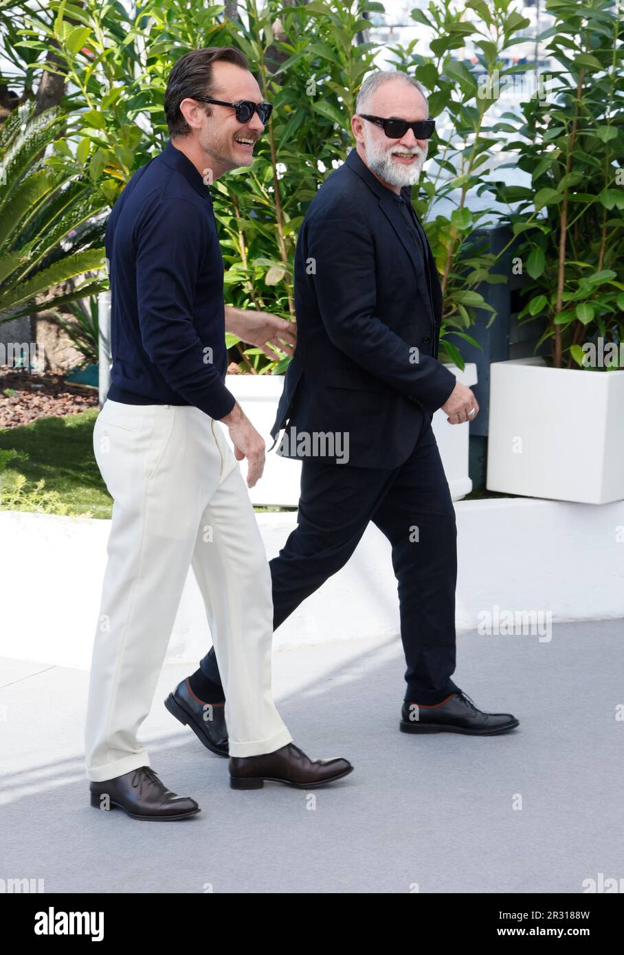 Jude Law, left, and director Karim Ainouz pose for photographers at the ...