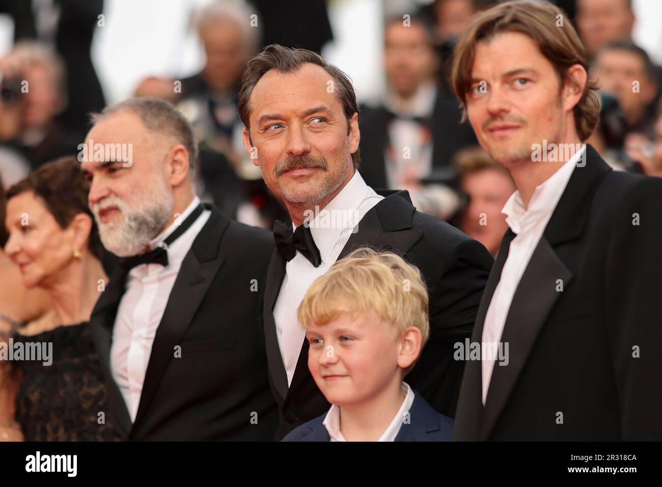 Producer Gabrielle Tana, from left, director Karim Ainouz, Jude Law ...