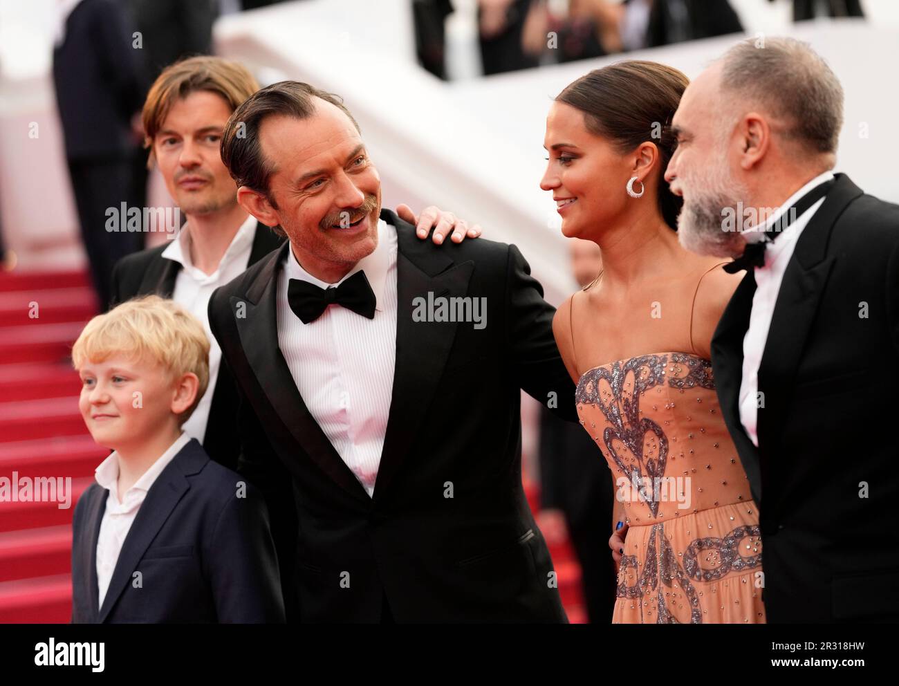 Sam Riley, from left, Patrick Buckley, Jude Law, Alicia Vikander, and ...