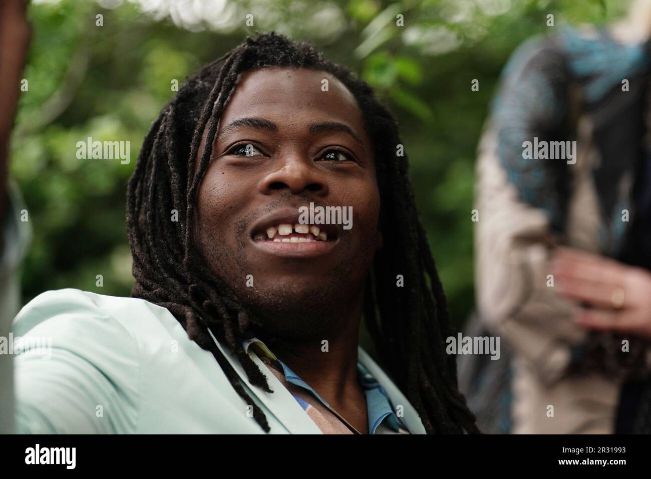 Ade Adepitan in Horatio's Garden, during the RHS Chelsea Flower Show ...