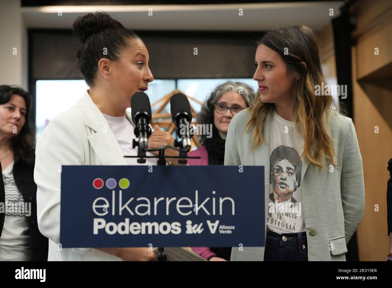 United We Can candidate for mayor of Rentería, Maite Gartzia (left) and ...