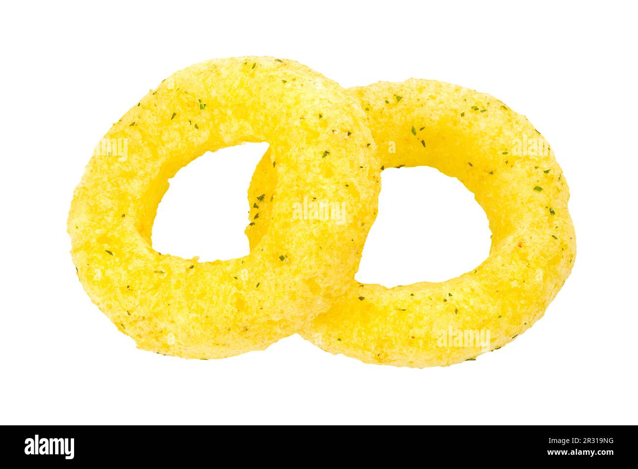 Crispy corn snack in the form of a ring, set. Traditional snack for ...