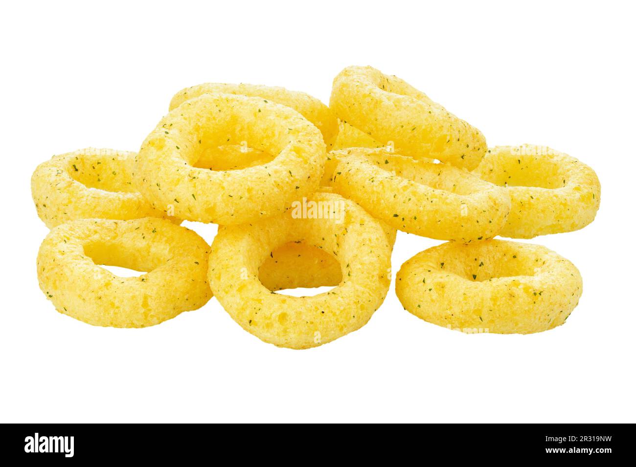 Crispy corn snack in the form of a ring, set. Traditional snack for ...